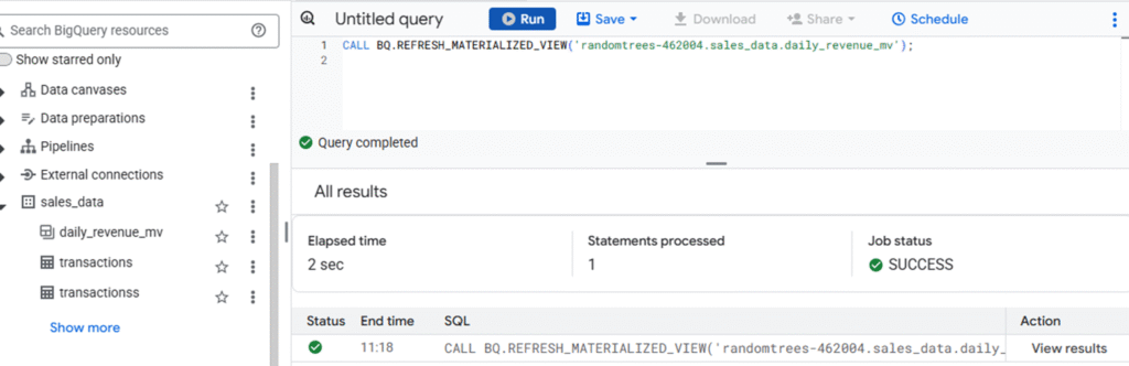 Materialized Views in BigQuery – RandomTrees – Blog