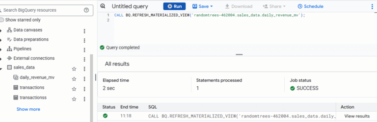 Materialized Views in BigQuery – RandomTrees – Blog
