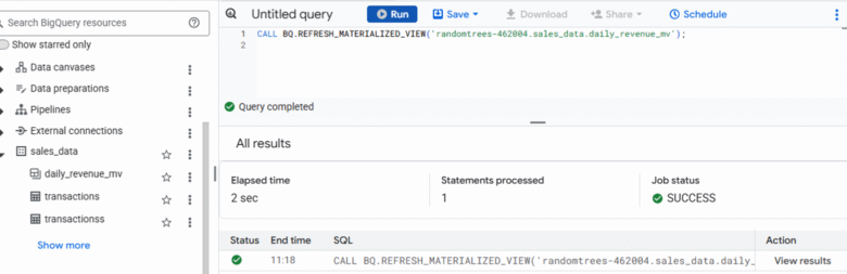 Materialized Views in BigQuery – RandomTrees – Blog